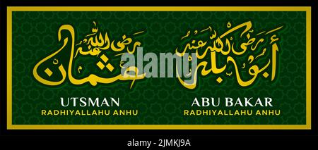 Islamic Calligraphy Abu Bakar Radhiyallahu Anhu Friend Prophet Muhammad ...
