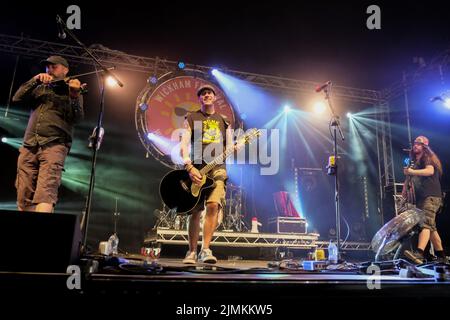 (L to R) Dan Booth, Ken Bonsall, lead vocalist and guitarist and Sam ...