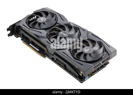 big black contemporary gaming graphics card isolated on white ...