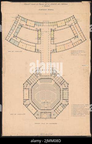 Poelzig Hans (1869-1936), Völkerbundpalast, Geneva: Perspective view ...