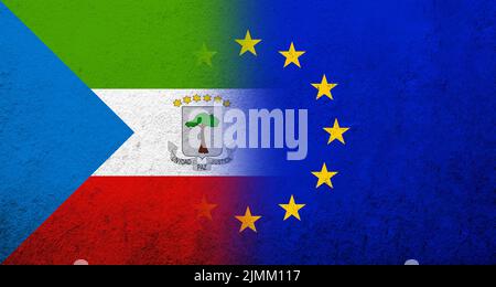 Flag of the European Union with Equatorial Guinea National flag. Grunge ...