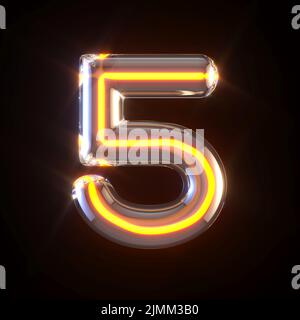 Glowing glass tube font Number 6 SIX 3D Stock Photo - Alamy