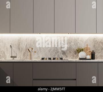3D render of a contemporary kitchen interior Stock Photo - Alamy
