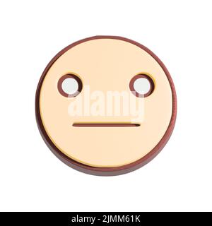 Emotionless face 3d illustration. Cartoon character isolated on white ...