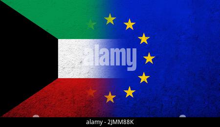 Flag of the European Union with The State of Kuwait National flag ...