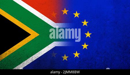 Flag of the European Union with the South Africa National flag. Grunge ...