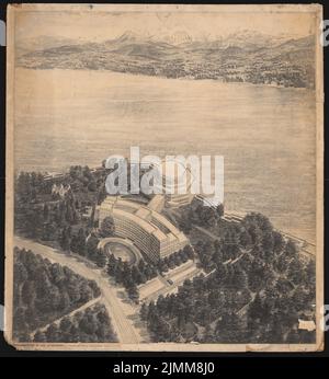 Poelzig Hans (1869-1936), Völkerbundpalast, Geneva: Perspective view ...