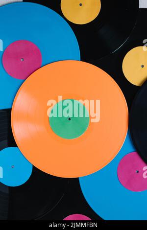 Stack of old vinyl records. blue tone Stock Photo - Alamy