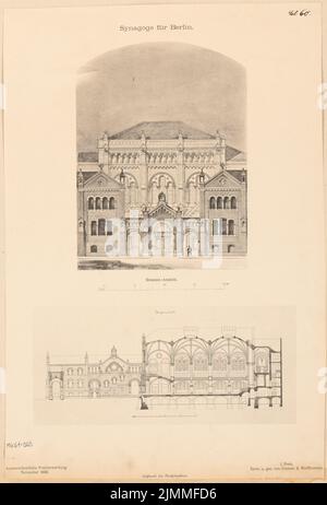 The longitudinal section plan of the synagogue in Rijeka - Lipót ...
