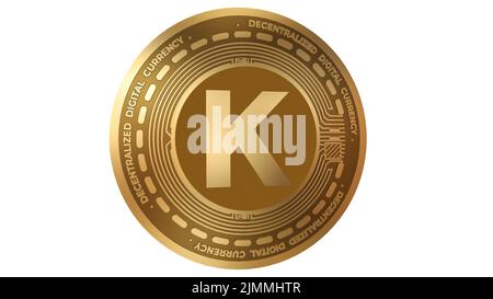 Golden Cryptocurrency of Kadena KDA Sign Isolated on a White Background ...