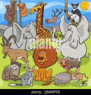 Cartoon wild animals characters group Stock Photo - Alamy