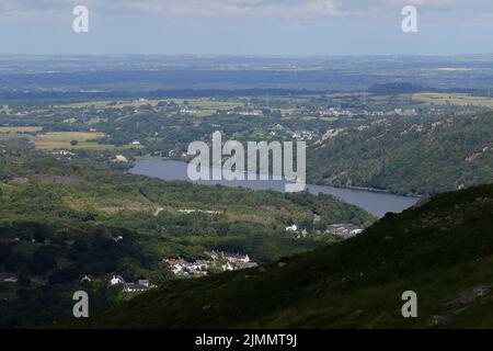 A view over Llanberis & Llyn Peris from Llaneris Path of Snowdon Stock ...