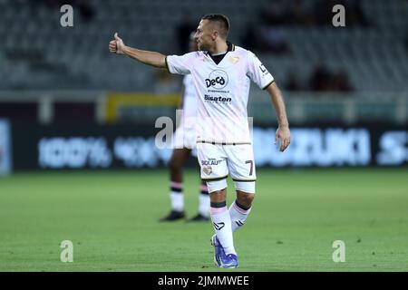 Torino, Italy. 06th Aug, 2022. Sasa Lukic of Torino Fc celebrates after ...