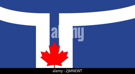 The flag of the Canadian city of Toronto with maple leaf set over a ...