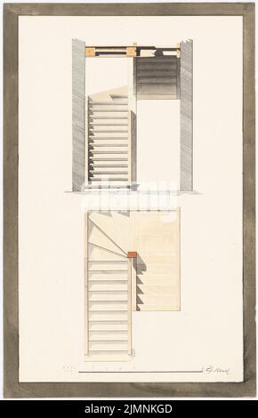 Unknown architect, staircase (approx. 1800): floor plan, staircase ...