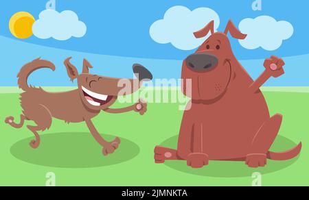 Two playful cartoon dogs comic animal characters Stock Photo - Alamy