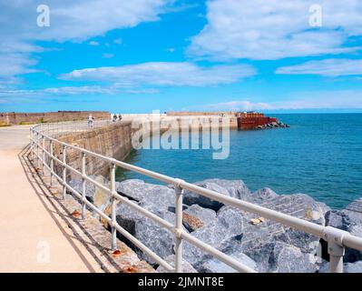 The harbour wall at Skinningrove remains of the jetty formerly used by ...