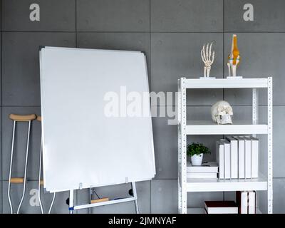 Orthopedic doctor office background decoration with skeleton body ...