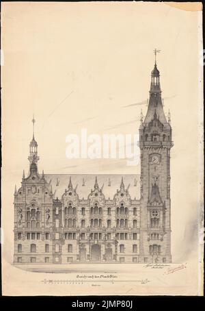 Neckelmann Skjold (1854-1903), town hall in Hanover (1896): Perspective ...