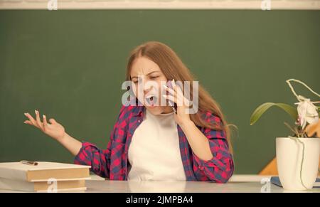 negotiation. communication. child speak on phone. kid with vintage ...