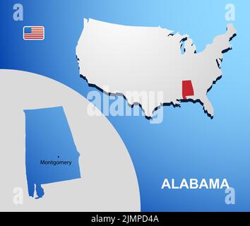 Label with map of Alabama Stock Photo - Alamy