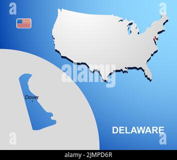 Delaware flag icon set. American state pennant in official colors and ...