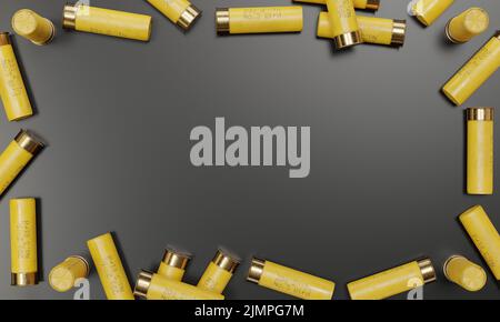 Bullet ammunition border isolated on a white background as a concept ...