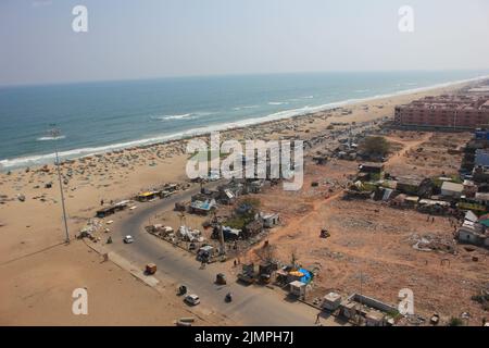 Aerial view of slum in chennai,marina beach Stock Photo - Alamy