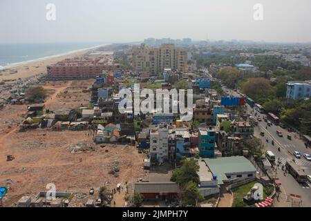 Aerial view of slum in chennai,marina beach Stock Photo - Alamy