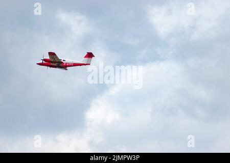 Muenster, Germany, July 9, 2022 Piper PA44-180 Seminole propeller plane ...