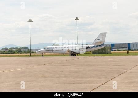 Lahr, Germany, July 9, 2022 Cessna 680 Citation Sovereign Plus aircraft ...