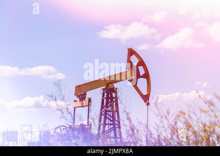 Oil injection. Oil production plant. Gas production. Oilfield site ...