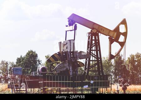 Oil injection. Oil production plant. Gas production. Oilfield site ...