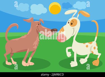 Two funny cartoon dogs comic animal characters Stock Photo - Alamy