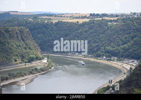 Loreley passage during low wter summer Stock Photo - Alamy