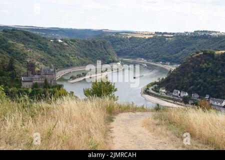 Loreley passage during low wter summer Stock Photo - Alamy