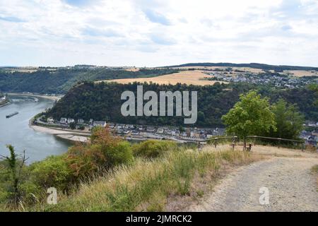 Loreley passage during low wter summer Stock Photo - Alamy