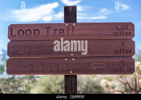 A description board for the trails in Tucson, Arizona Stock Photo - Alamy