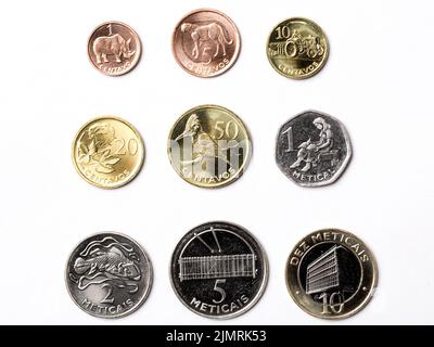 Mozambican metical on a white background Stock Photo - Alamy
