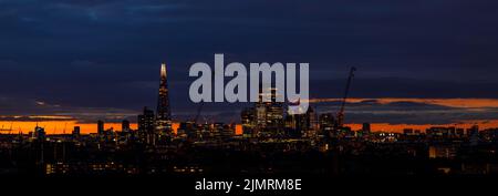 panoramic view at the skyline of london after sunset Stock Photo - Alamy