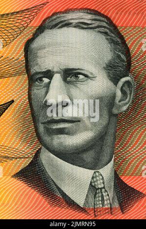 Charles Kingsford Smith portrait from old Australian money Stock Photo ...