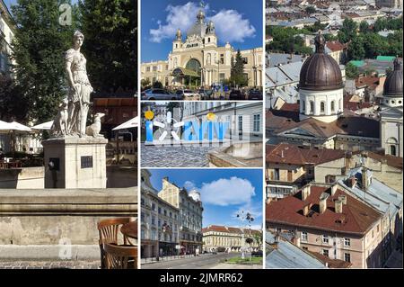 The pretty Ukrainian city of Lviv with its churches and palaces in the ...