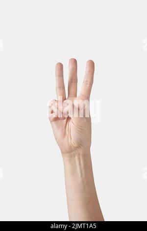 Counting on fingers male hands, number six on white Stock Photo - Alamy