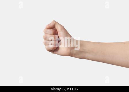 Female hand in fist, A letter in sign language horizontal Stock Photo ...
