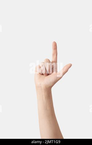 Finger alphabet, female hand inner palm Stock Photo - Alamy