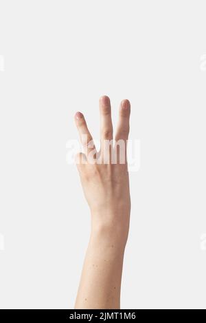 Outer hand counting on fingers, six Stock Photo - Alamy