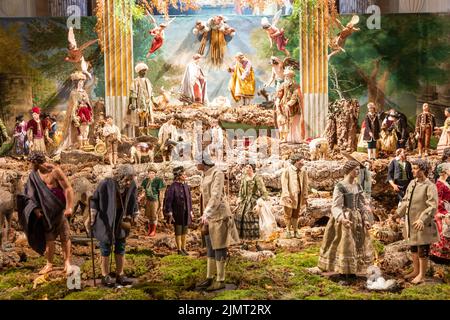 Italian crib - named presepe - with nativity. Traditional Christmas ...
