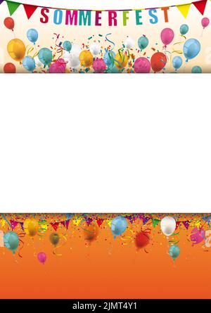 Sommerfest Confetti Balloons Ribbons Festoon Oblong Stock Photo - Alamy