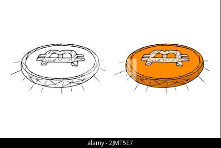 Bitcoin coins doodle icon isolated on white background Stock Photo - Alamy