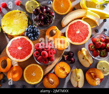 Composition with a variety of fresh culinary fruits Stock Photo - Alamy